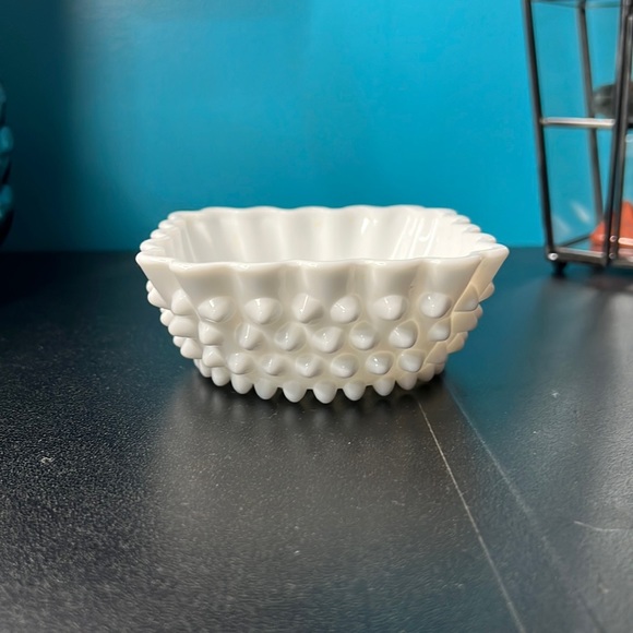 Fenton | Accents | Vintage Fenton Art Glass White Hobnail Square Dish ...